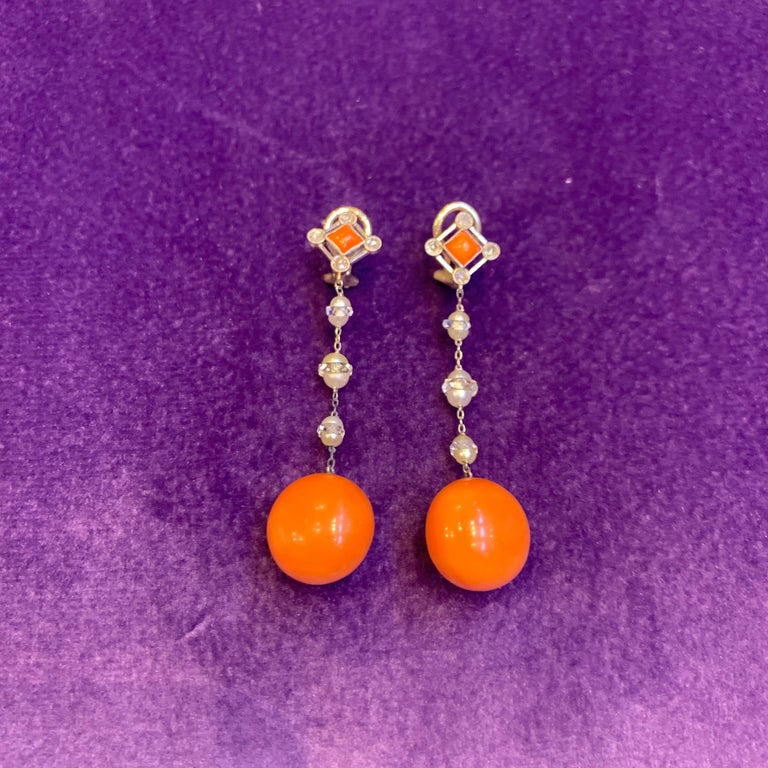 Antique Coral and Pearl Earrings For Sale at 1stDibs