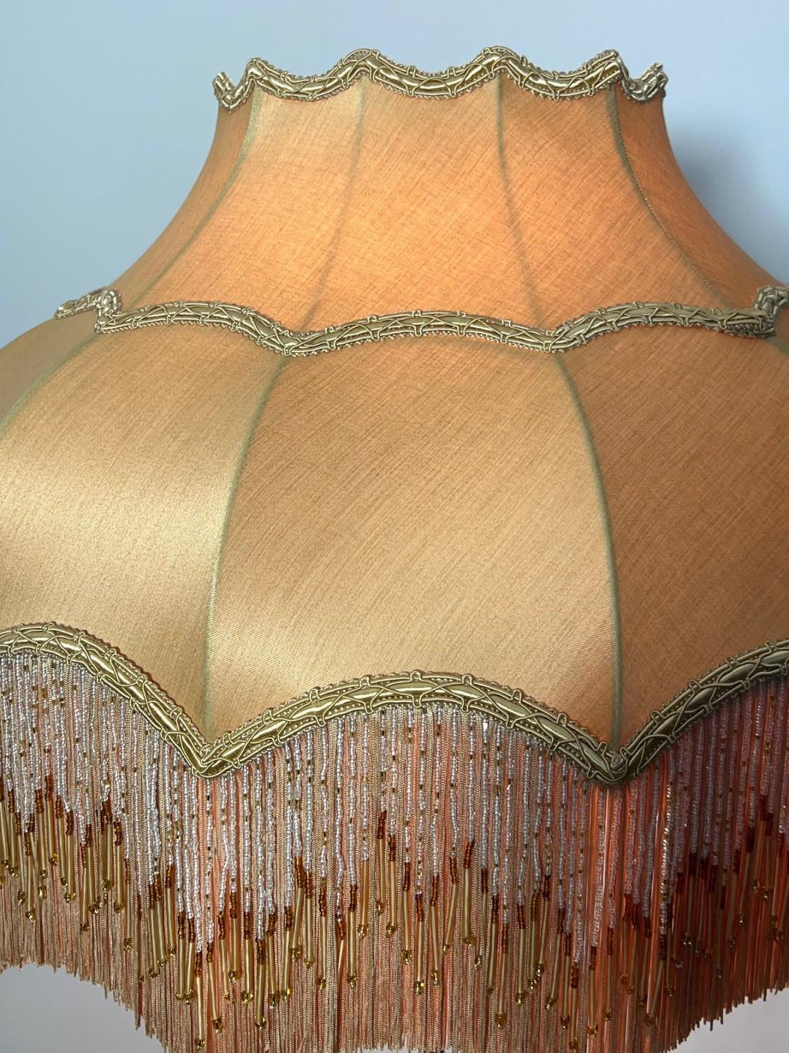 Antique Corinthian Column Brass Floor Lamp with Fringed Lampshade ...