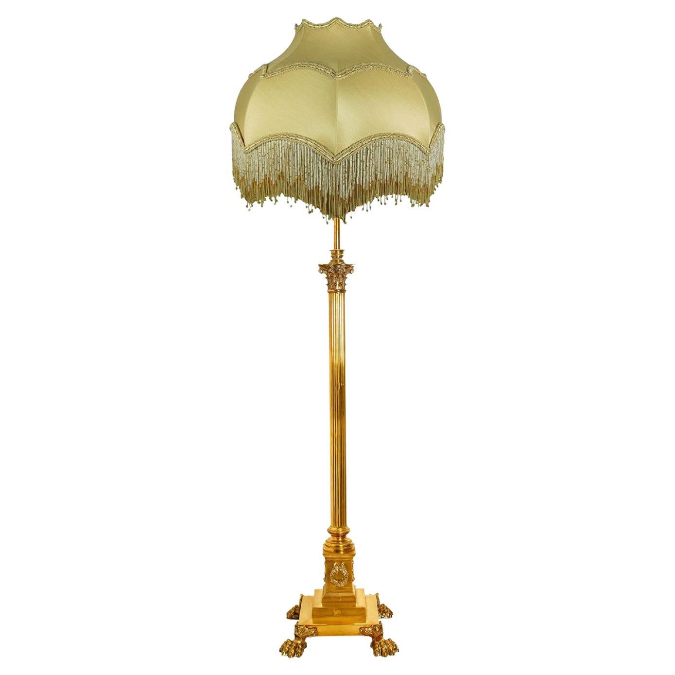 19th Century Polished Brass Telescopic Floor Lamp with Corinthian ...