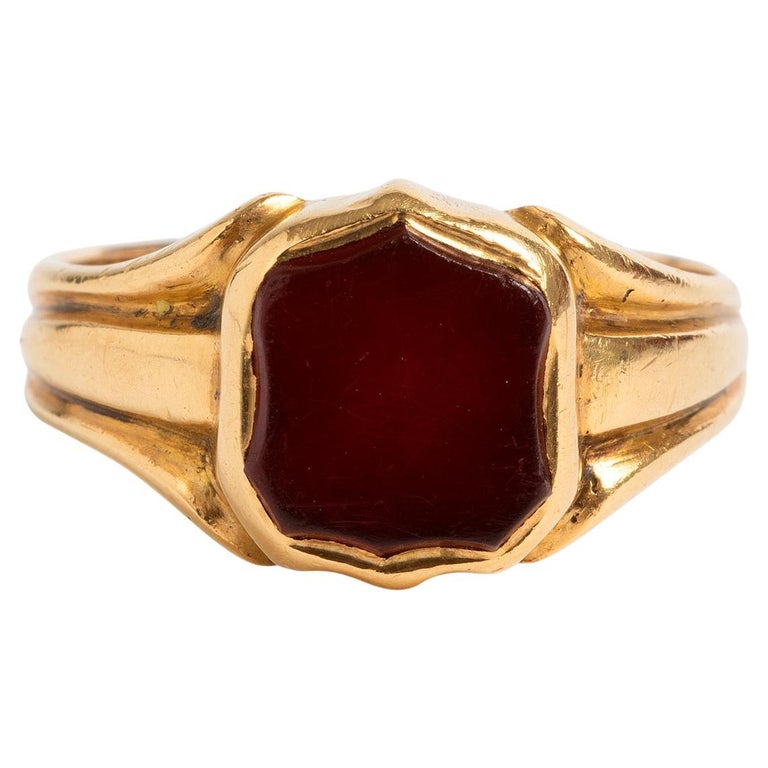 Antique Cornelian Signet Ring, Yellow Gold, circa 1899 at 1stDibs