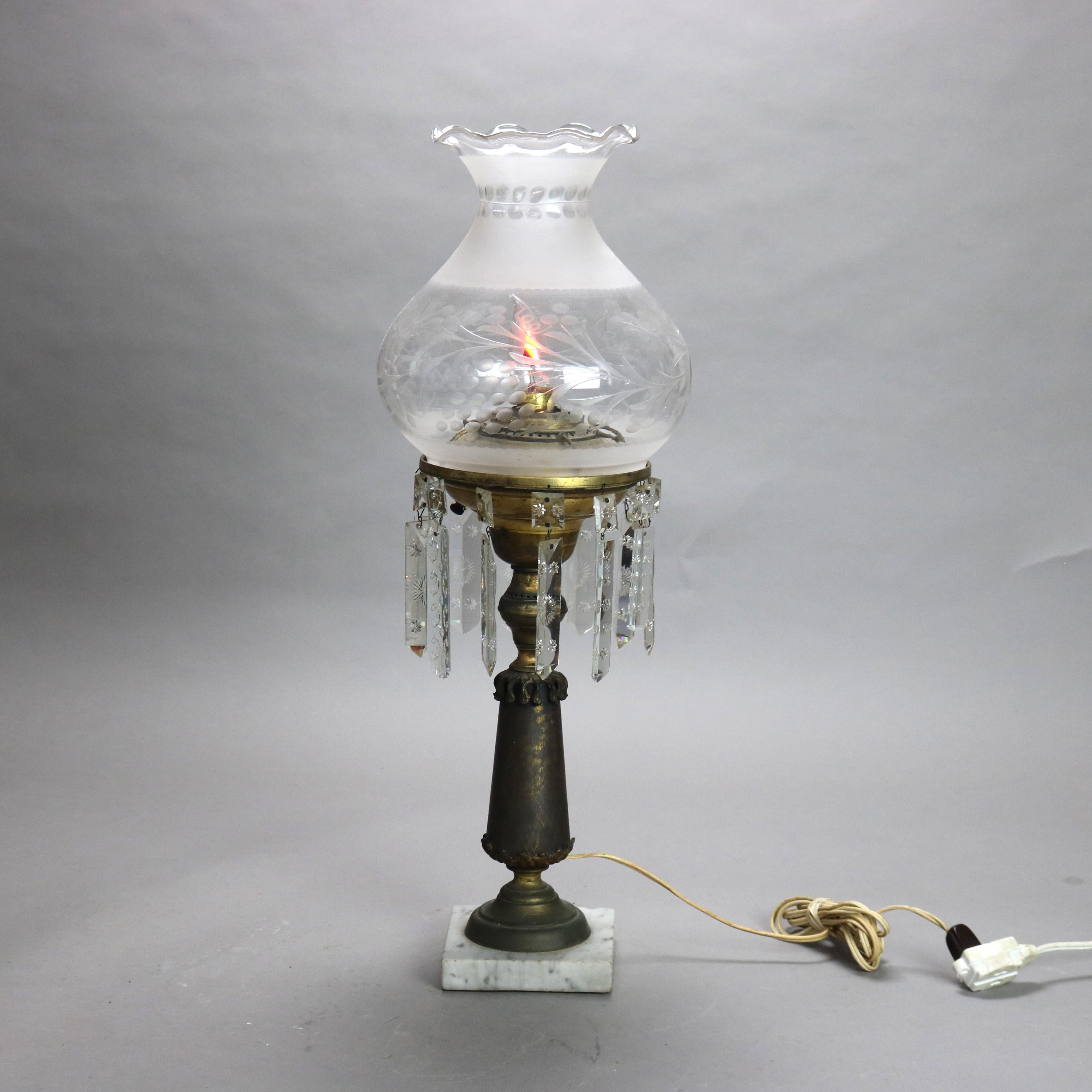 Antique Cornelius School Sinumbra Argand Bronze Crystal and Marble ...