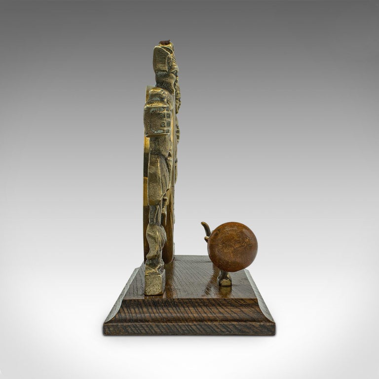 Antique Cornish Pixie Gong, English, Brass, Oak, Dinner Chime ...