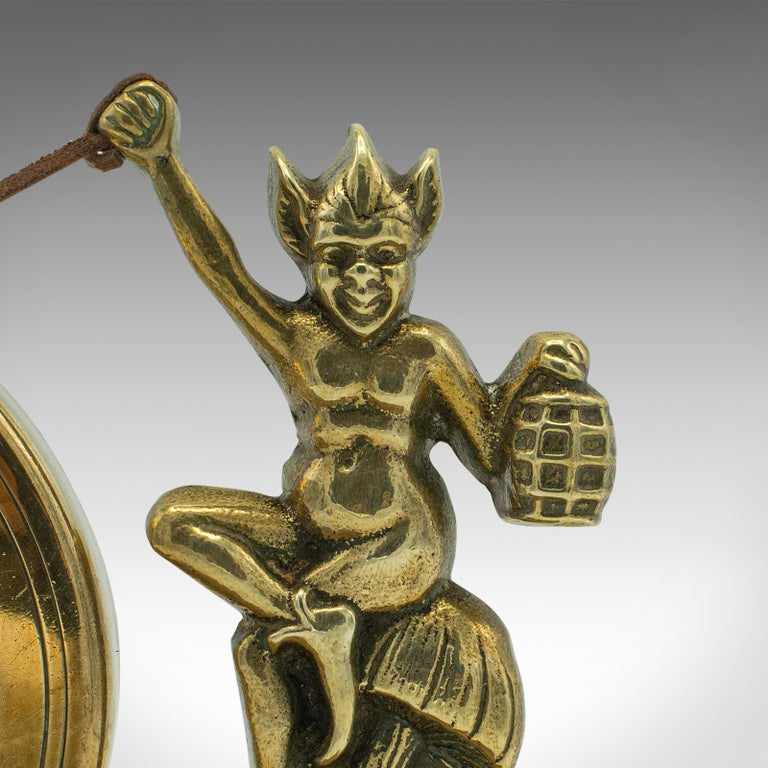 Antique Cornish Pixie Gong, English, Brass, Oak, Dinner Chime ...