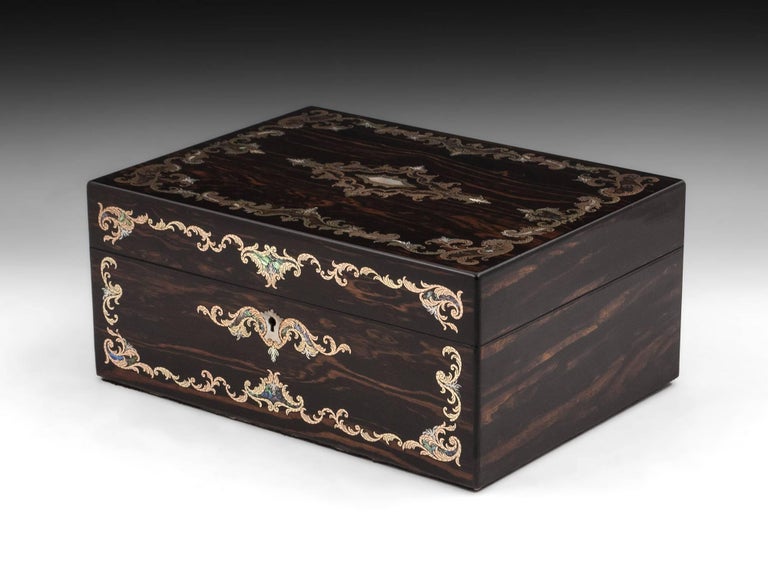 Antique Coromandel Jewelry Box Inlaid with Brass Mother-of-pearl, 19th ...