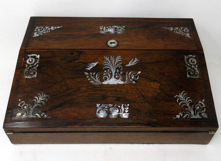 Antique Coromandel Mahogany Mother of Pearl Victorian English Writing ...