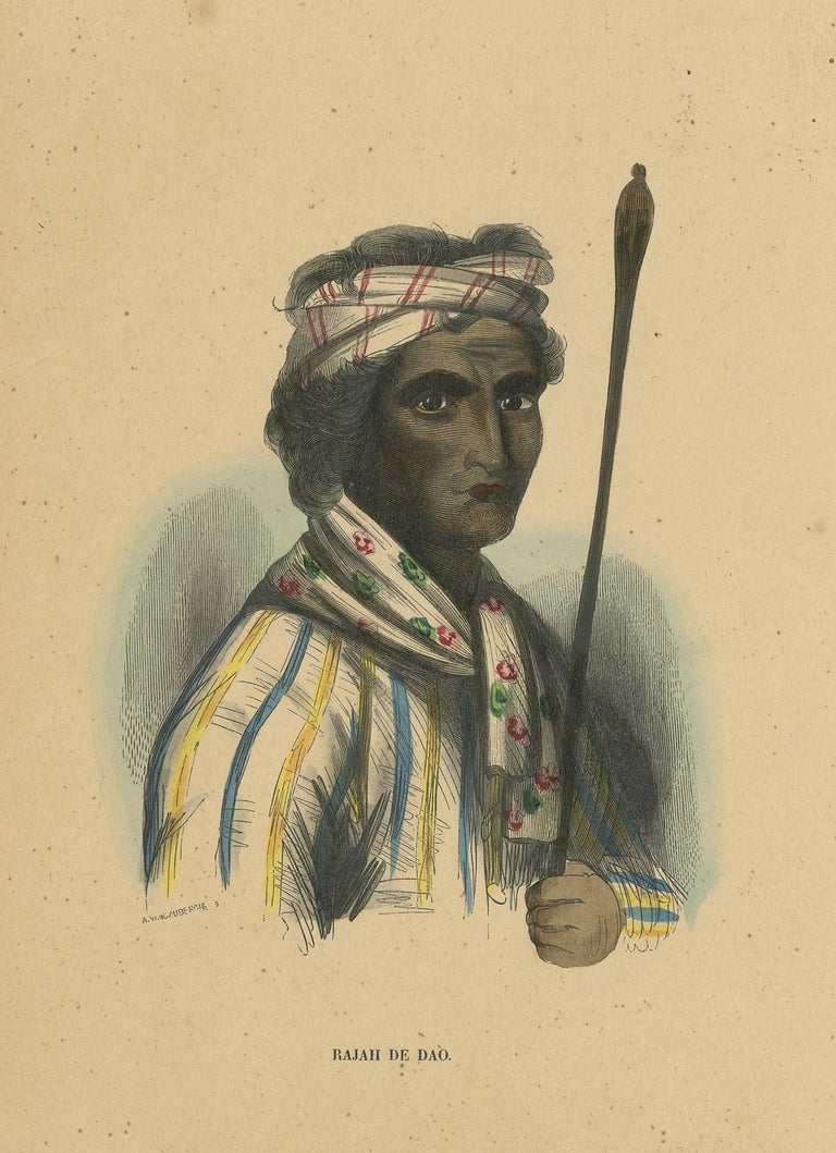 Antique Costume Print of a Dao Rajah by Wahlen, 1843 For Sale at 1stDibs