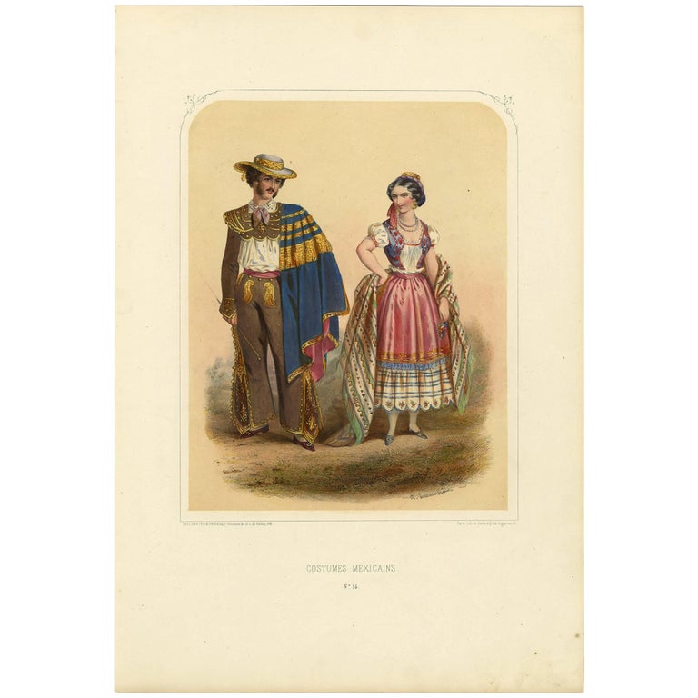 Antique Costume Print of Mexico by A. Lacouchie, circa 1850 at 1stDibs