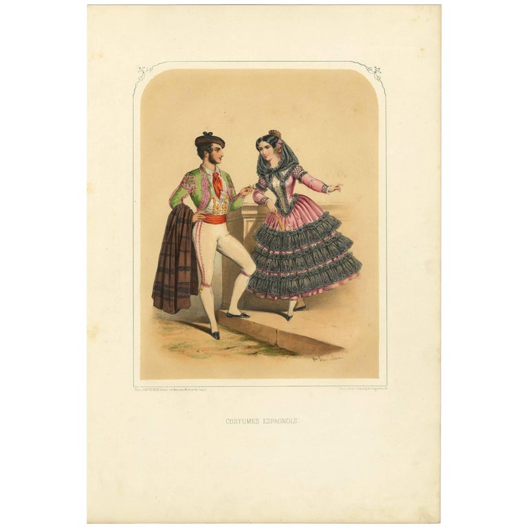Antique Costume Print of Spain by A. Lacouchie, circa 1850 For Sale at ...