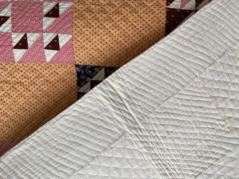 Antique Cotton Apricot “Double X" Quilt, USA, Late 19th Century For ...