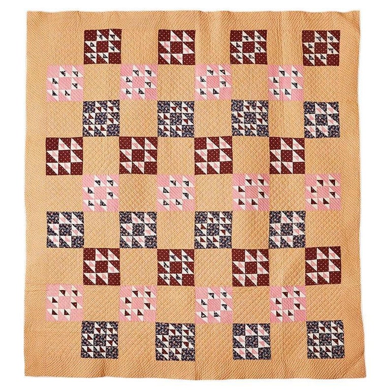 Antique Cotton Apricot “Double X" Quilt, USA, Late 19th Century For ...