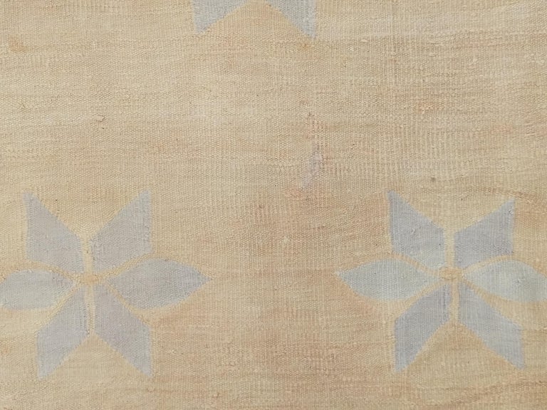 Antique Cotton Dhurrie Oversize Rug in Pastel Colors at 1stDibs