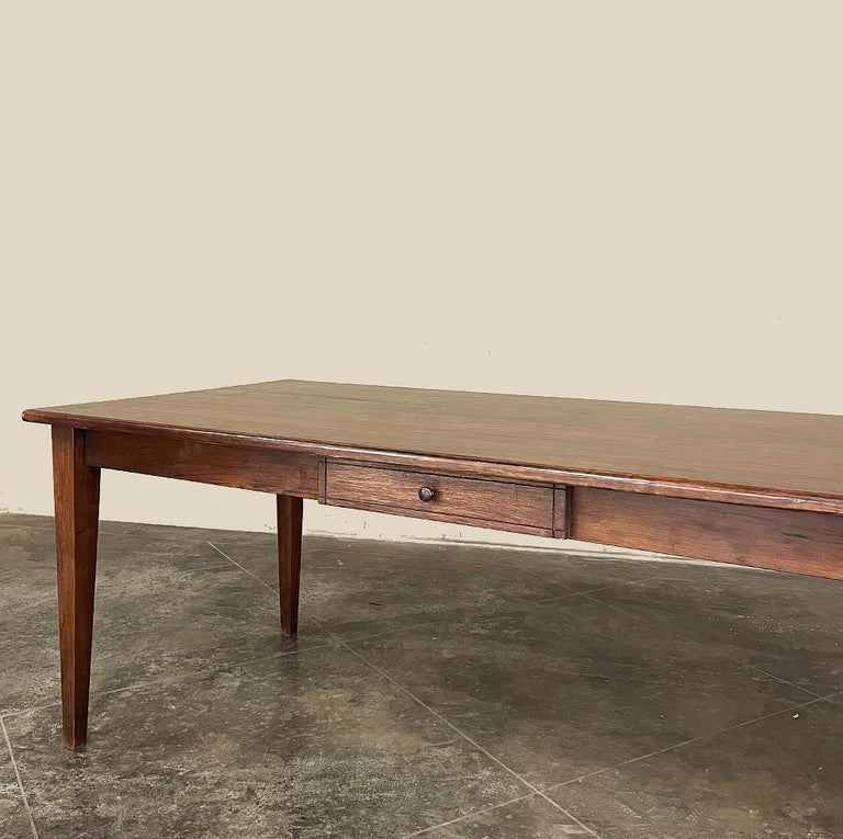 Antique Country French Farm Table with Inlaid Border For Sale at 1stDibs