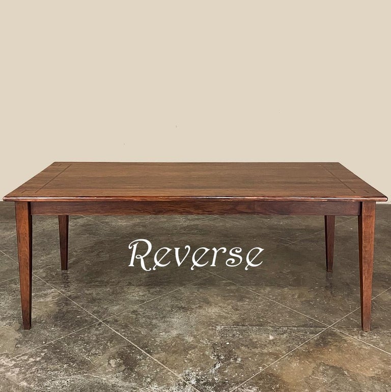 Antique Country French Farm Table with Inlaid Border For Sale at 1stDibs