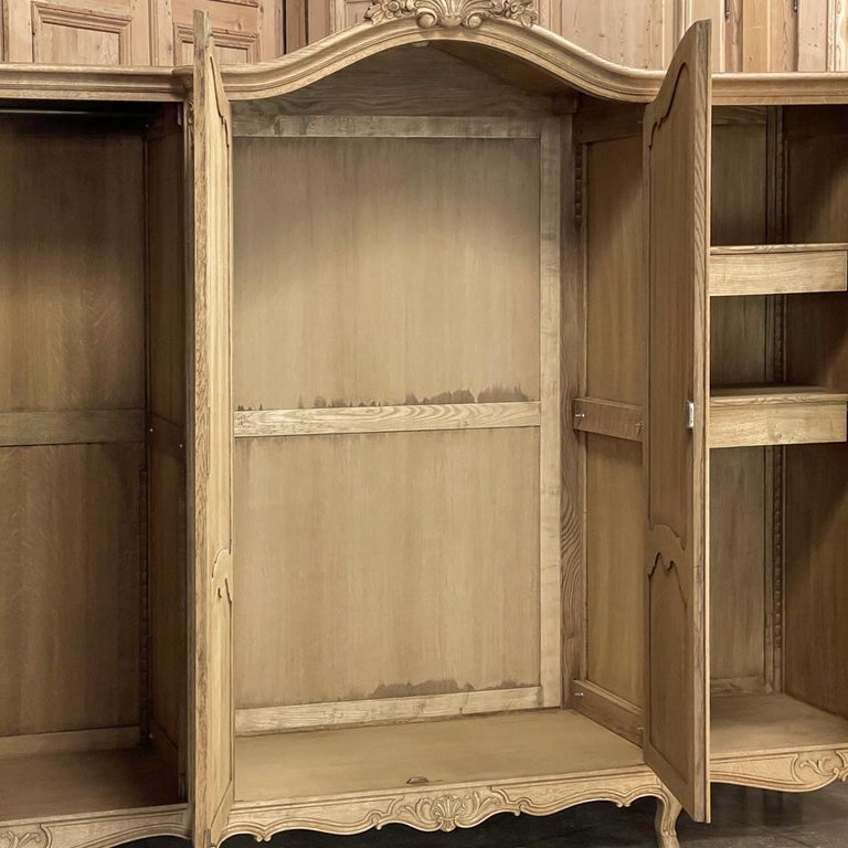 Antique Country French Four Door Armoire in Stripped Oak at 1stDibs