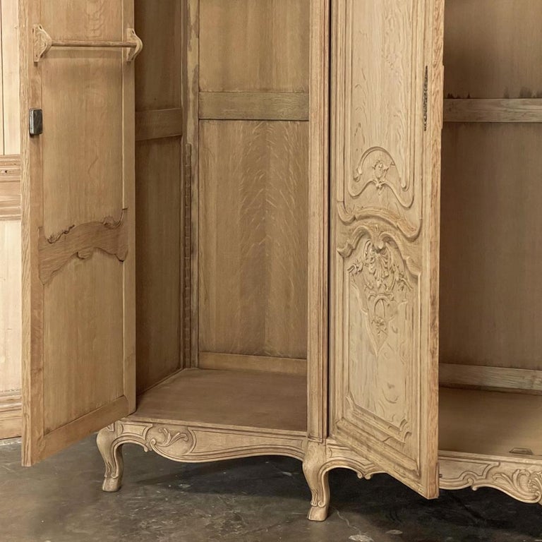Antique Country French Four Door Armoire in Stripped Oak at 1stDibs