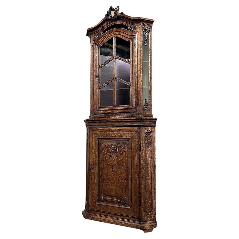 Antique Country French Louis XV Corner Vitrine ~ Curio Cabinet For Sale ...