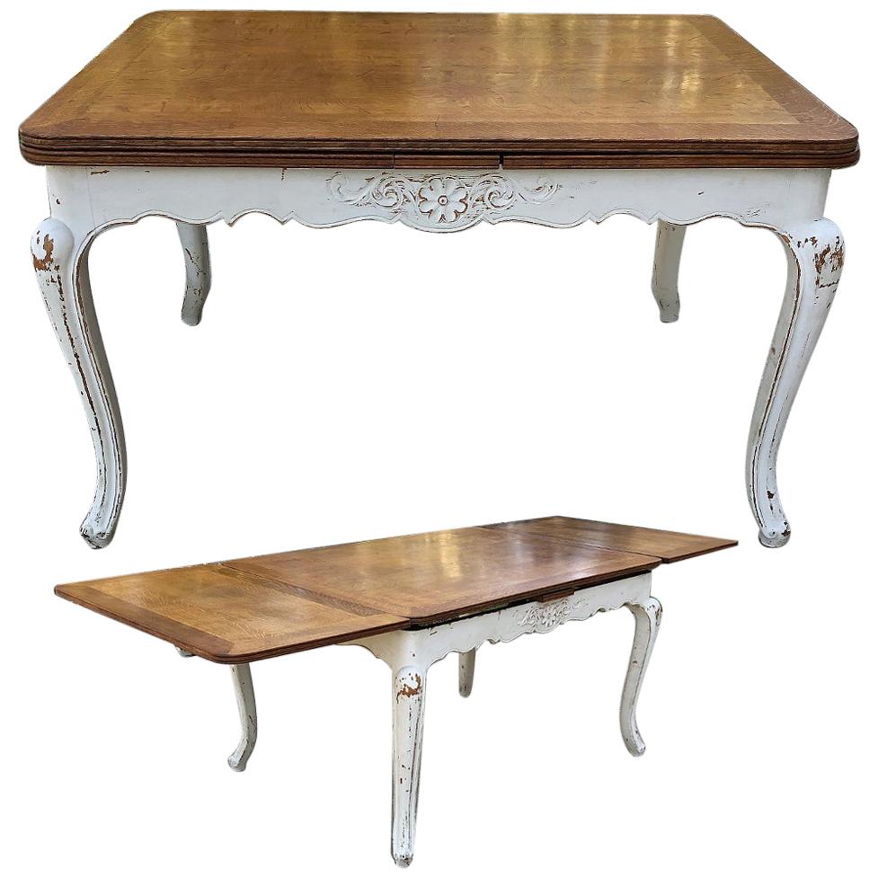 Exquisite Vintage French Louis XV Cherry-Wood Draw Leaf Table at 1stDibs
