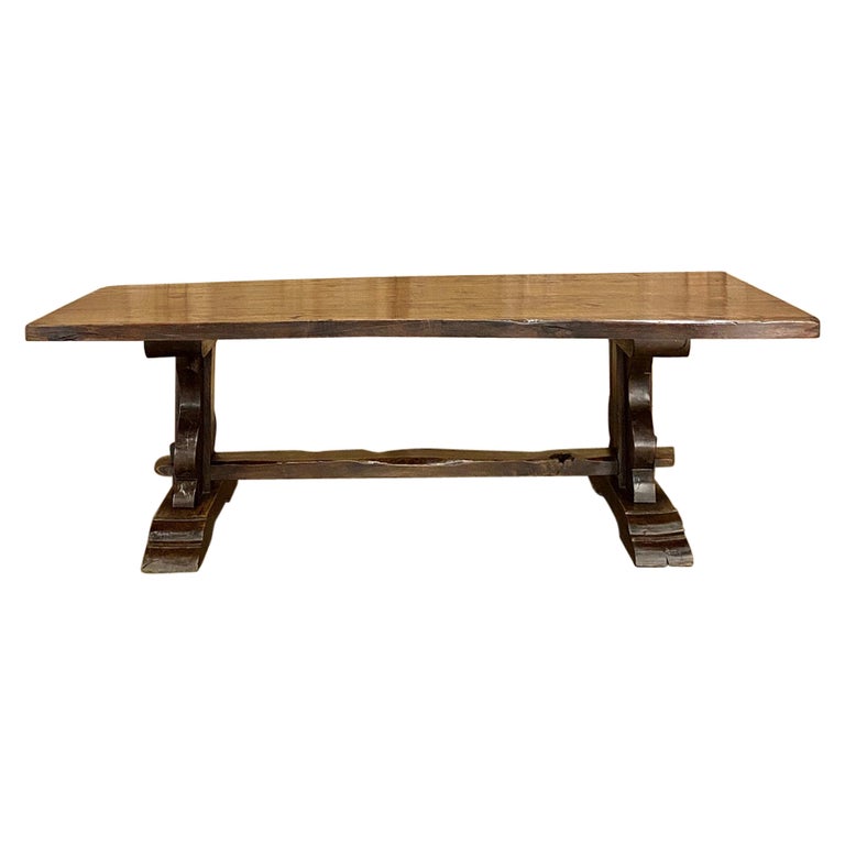 Antique Country French Rustic Trestle Dining Table at 1stDibs