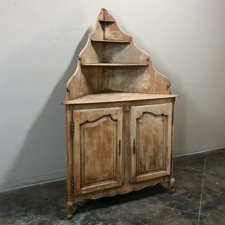 Antique Country French Stripped Corner Cabinet at 1stDibs