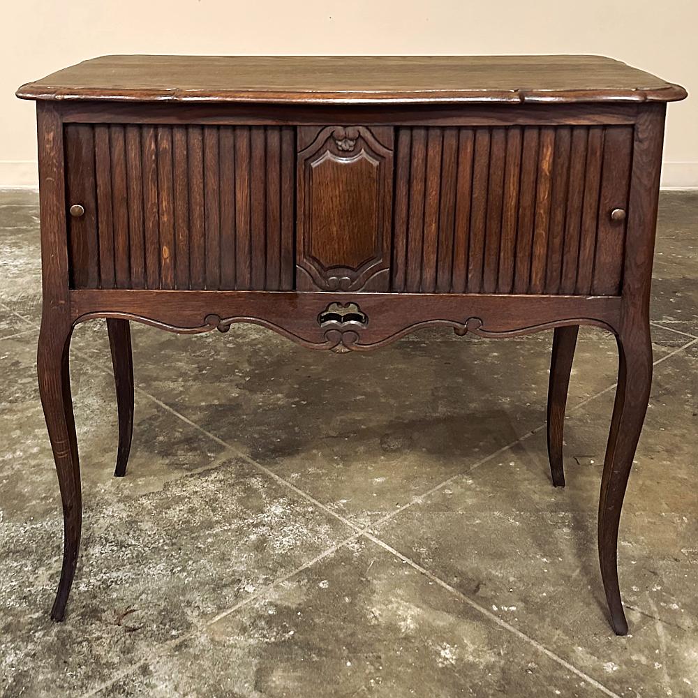 Antique Country French Tambour Cabinet ~ End Table For Sale at 1stDibs