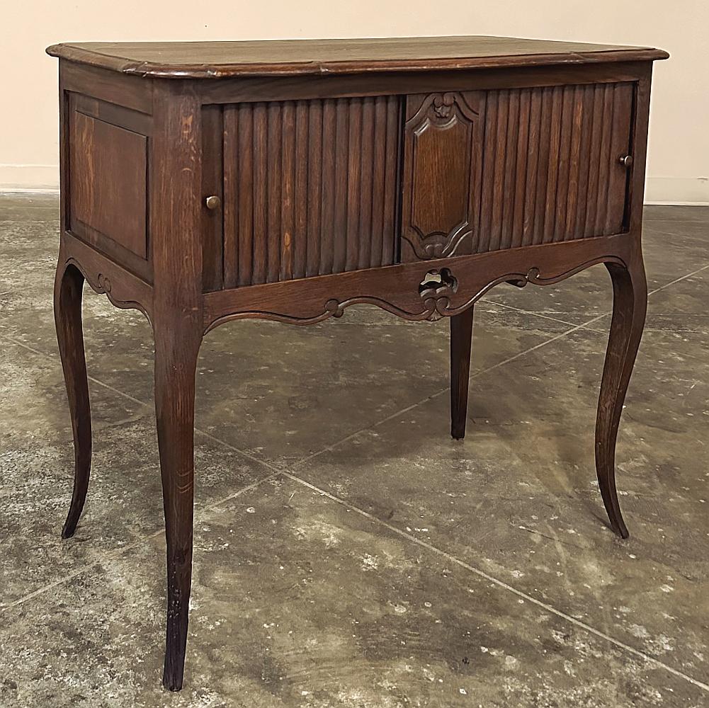 Antique Country French Tambour Cabinet ~ End Table For Sale at 1stDibs