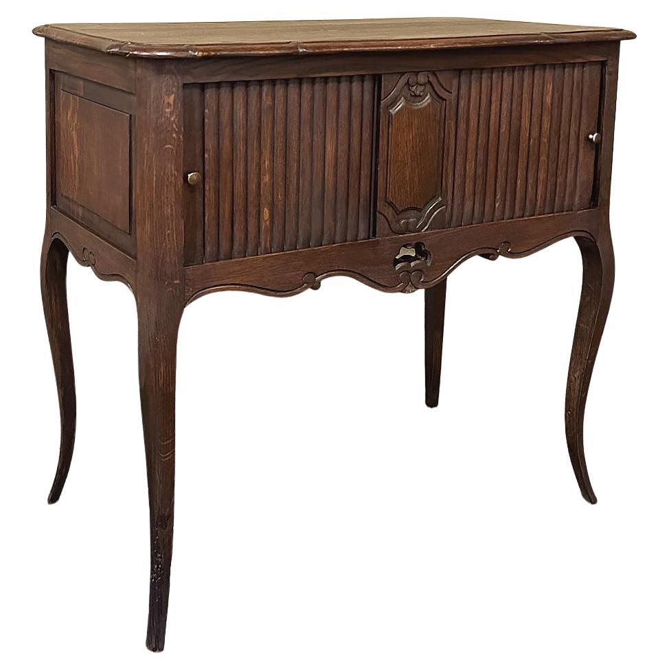 Antique Country French Tambour Cabinet ~ End Table For Sale at 1stDibs
