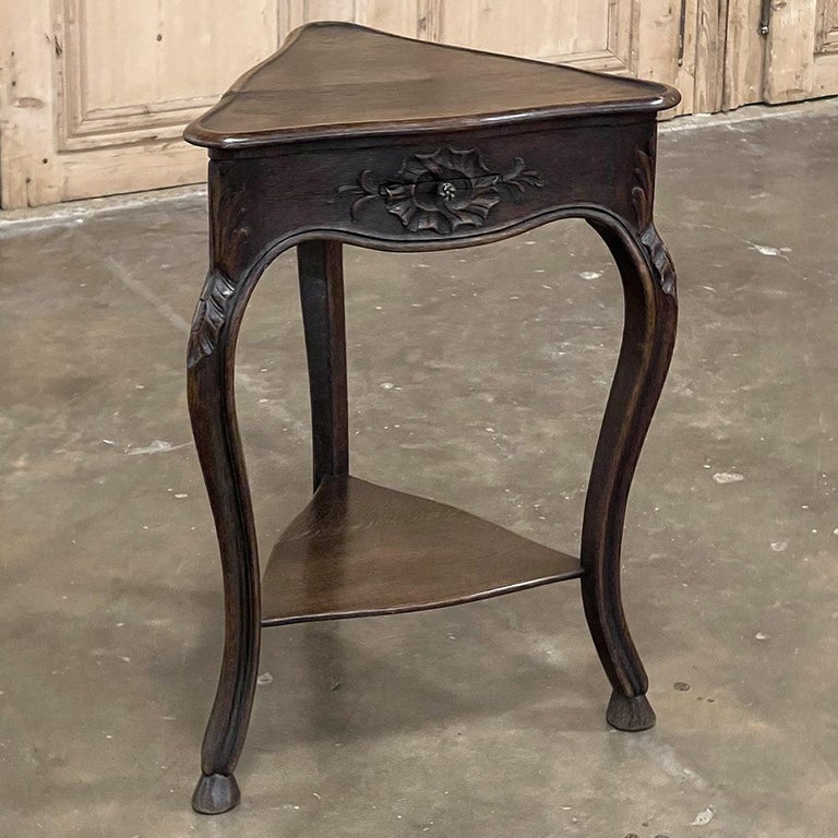 Antique Country French Triangular Lamp Table For Sale at 1stDibs