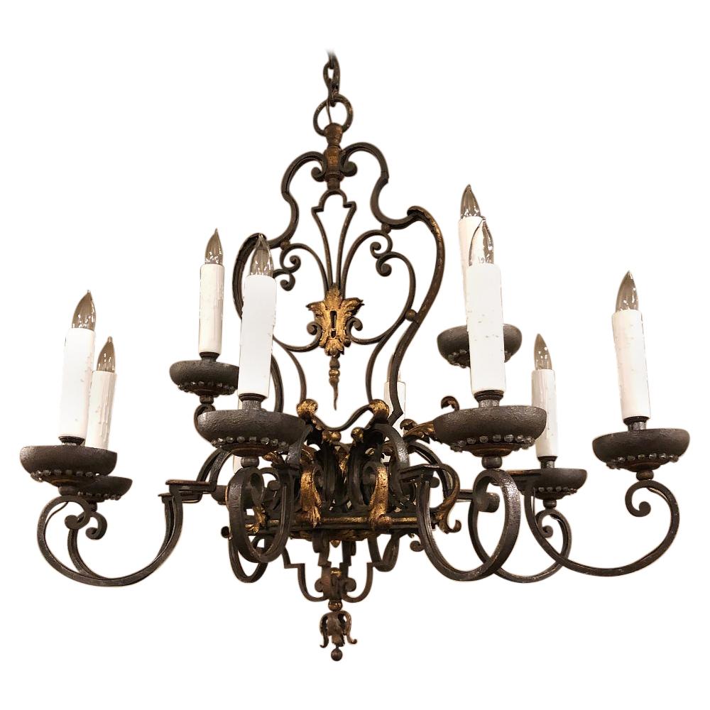 Vintage Country French Wrought Iron Chandelier at 1stDibs