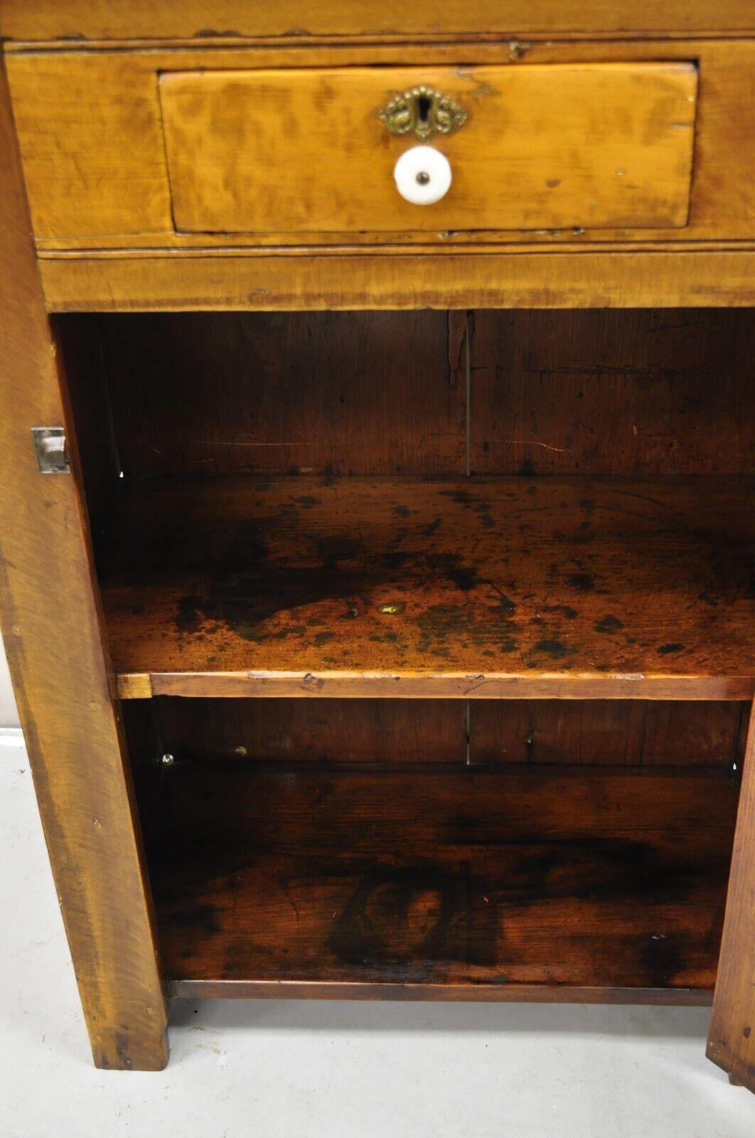 Antique Country Primitive Colonial Pine Wood Kitchen Cupboard Work ...