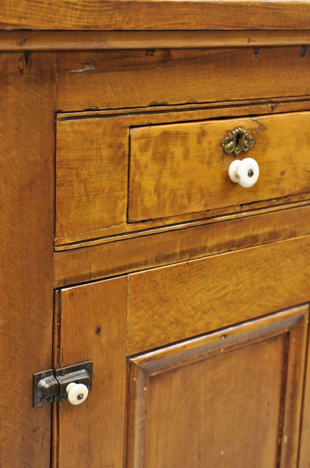 Antique Country Primitive Colonial Pine Wood Kitchen Cupboard Work ...