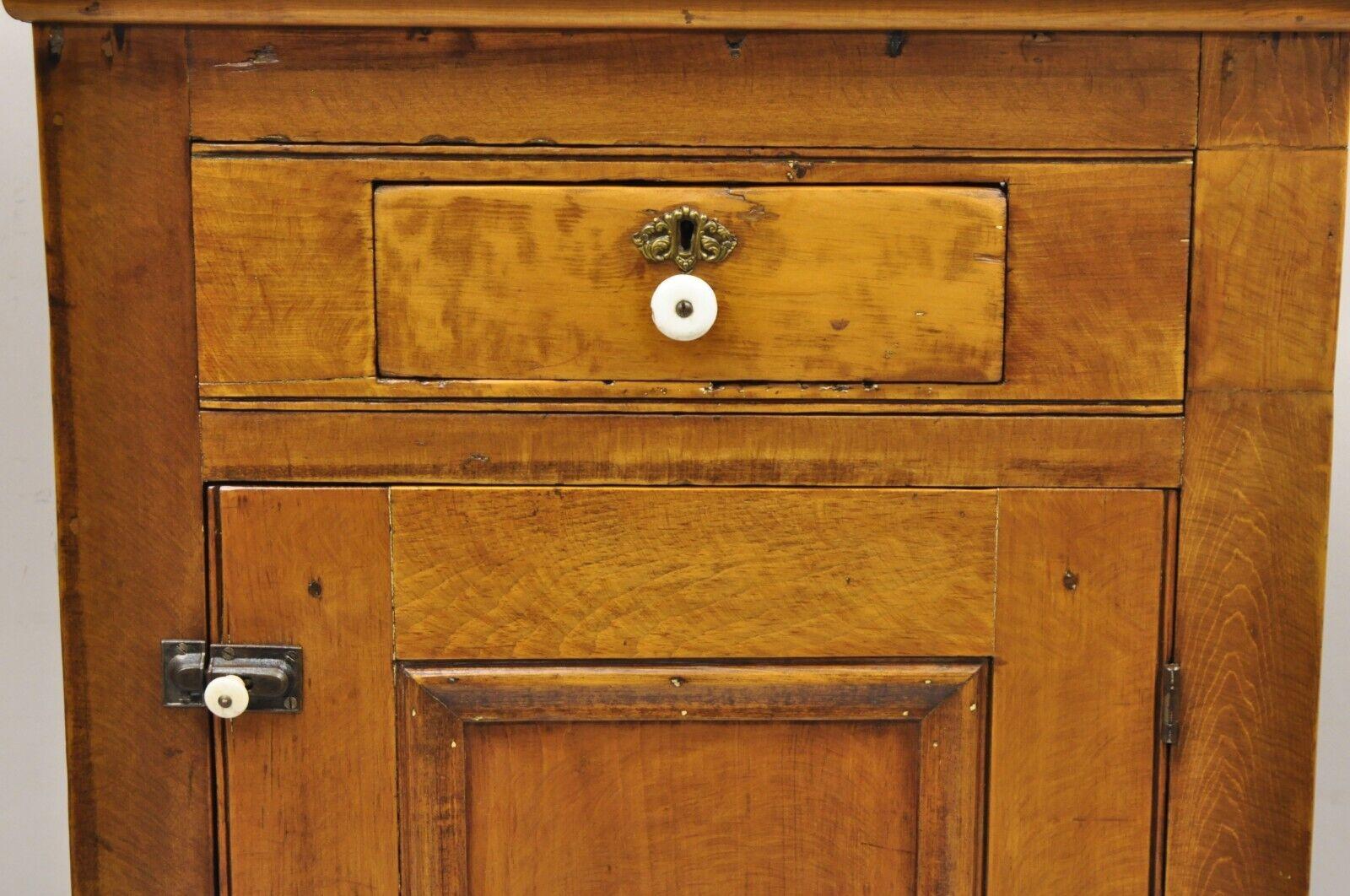 Antique Country Primitive Colonial Pine Wood Kitchen Cupboard Work ...