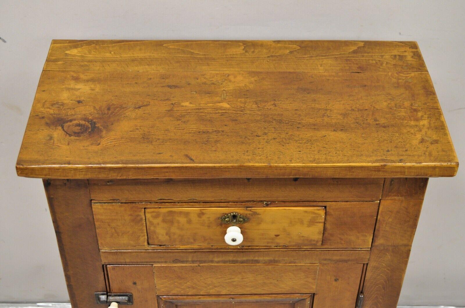 Antique Country Primitive Colonial Pine Wood Kitchen Cupboard Work ...