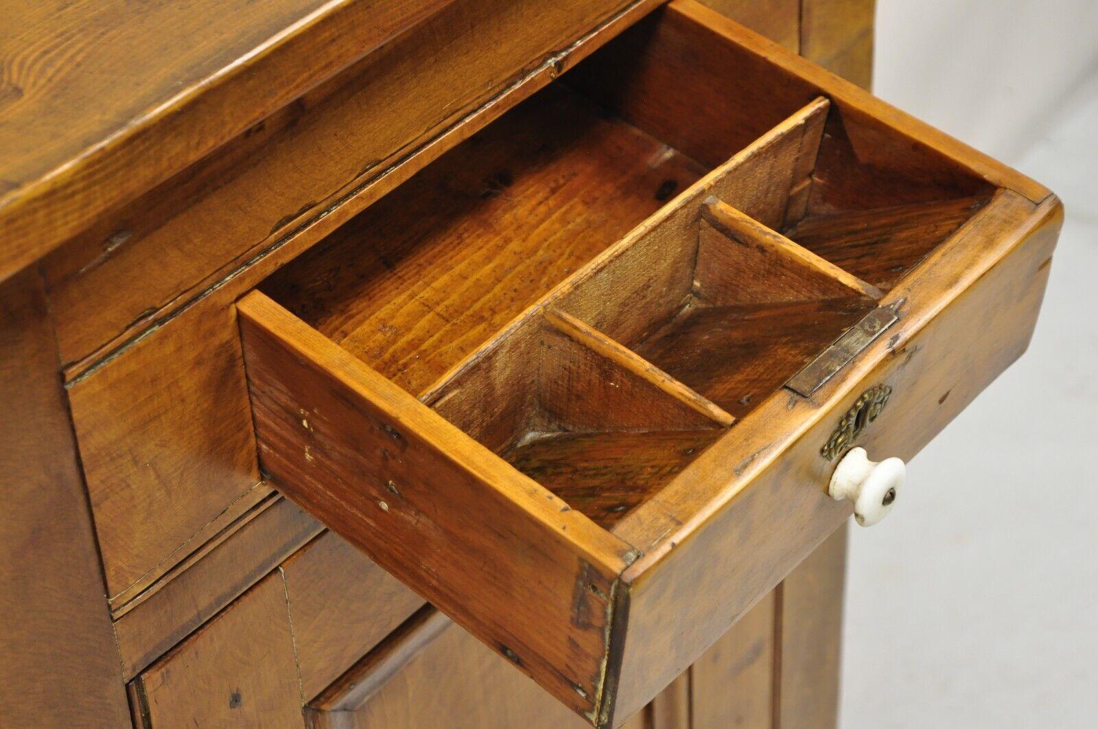 Antique Country Primitive Colonial Pine Wood Kitchen Cupboard Work ...