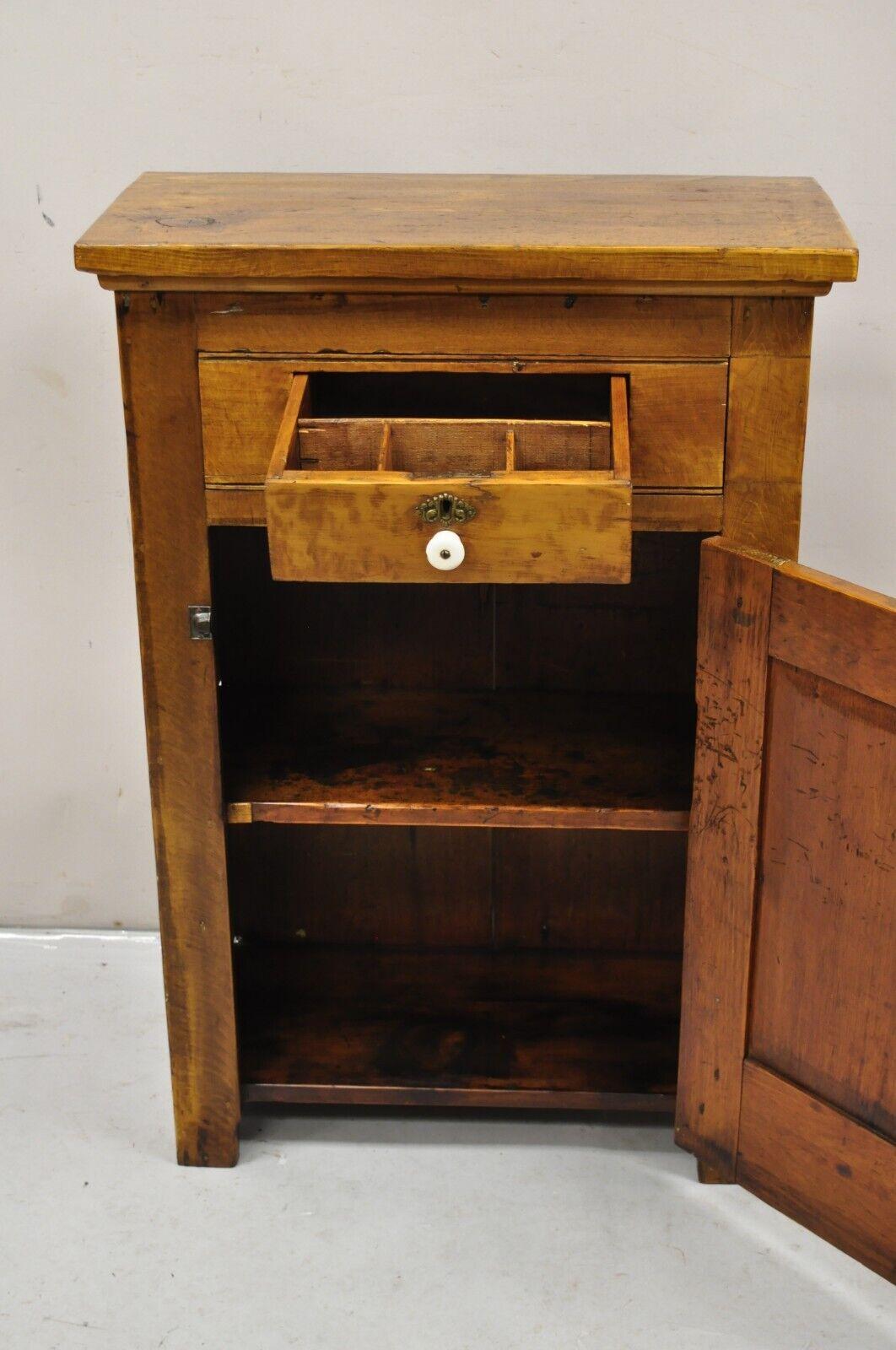 Antique Country Primitive Colonial Pine Wood Kitchen Cupboard Work ...