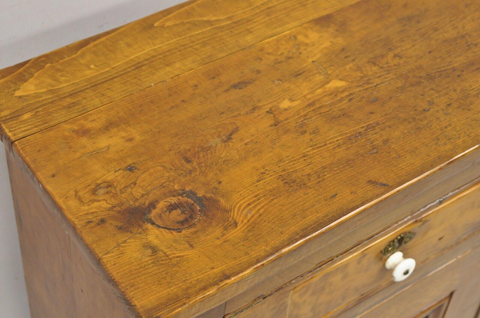 Antique Country Primitive Colonial Pine Wood Kitchen Cupboard Work ...