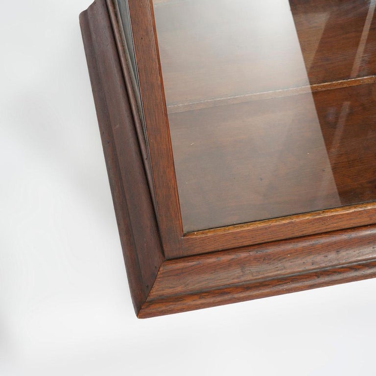 Antique Country Store Oak Table Top Slant-Front Display Case by Sun ...