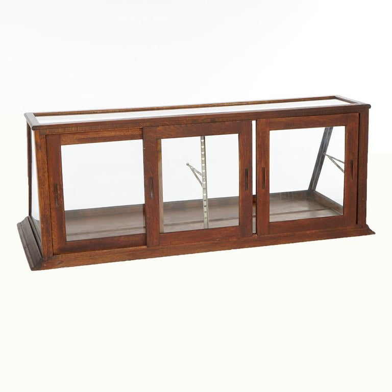 Antique Country Store Oak Table Top Slant-Front Display Case by Sun ...