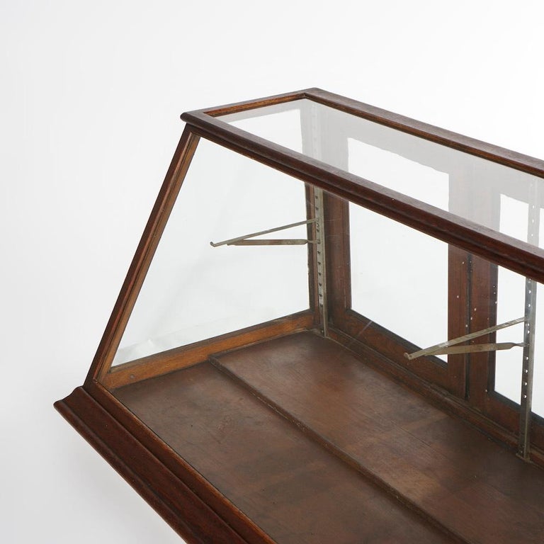 Antique Country Store Oak Table Top Slant-Front Display Case by Sun ...