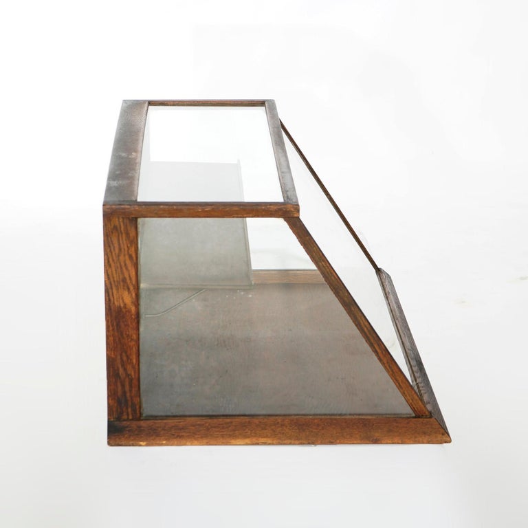 Antique Country Store Table Top Oak Slant Front Display Showcase, circa ...