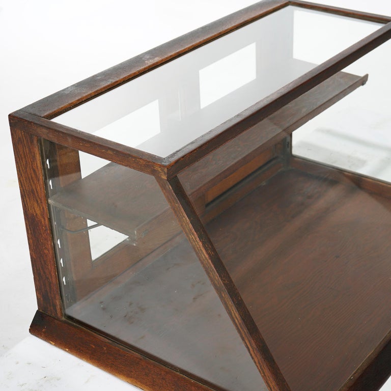 Antique Country Store Table Top Oak Slant Front Display Showcase, circa ...