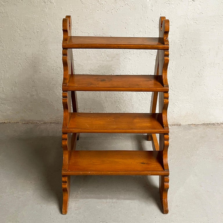 Antique Craftsman Maple Library Step Ladder For Sale at 1stDibs