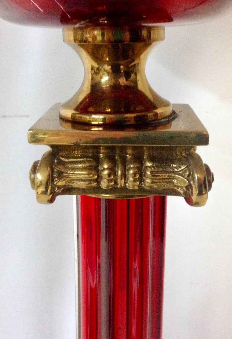 Antique Cranberry Glass and Brass Oil Style Lamp at 1stDibs | cranberry ...
