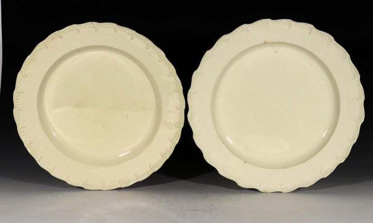 Antique Creamware Feather-Edge Circular Dishes-A Pair For Sale at 1stDibs