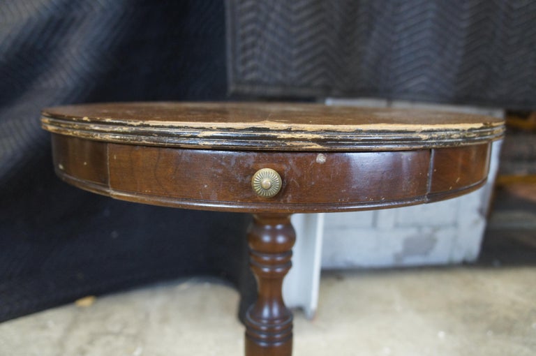 Antique Crotch Mahogany Duncan Phyfe Round Side Pedestal Table Plant ...