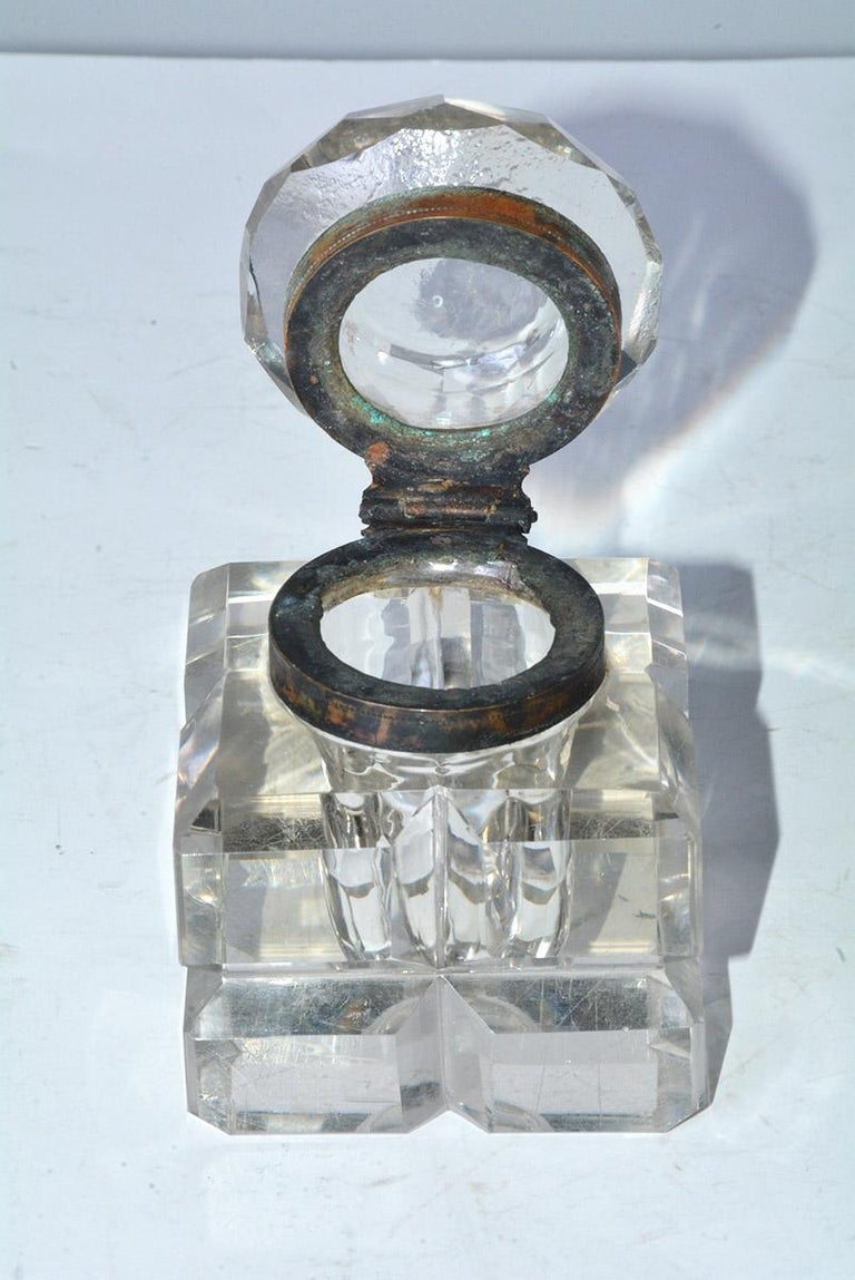 Antique Crystal Inkwell For Sale at 1stDibs | antique glass inkwells ...