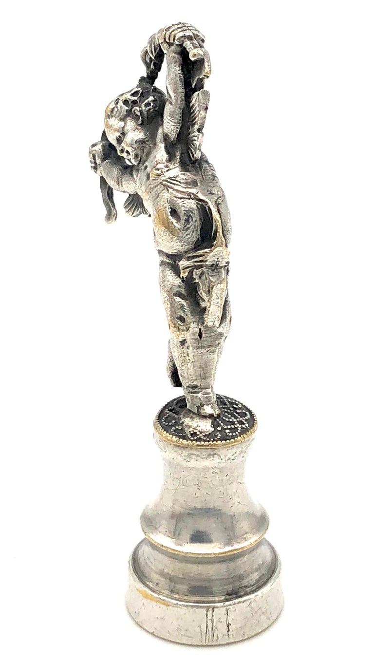 Antique Cupid Amor Dancer Lovetoken Bow Arrow Desktop Seal Silverplate ...