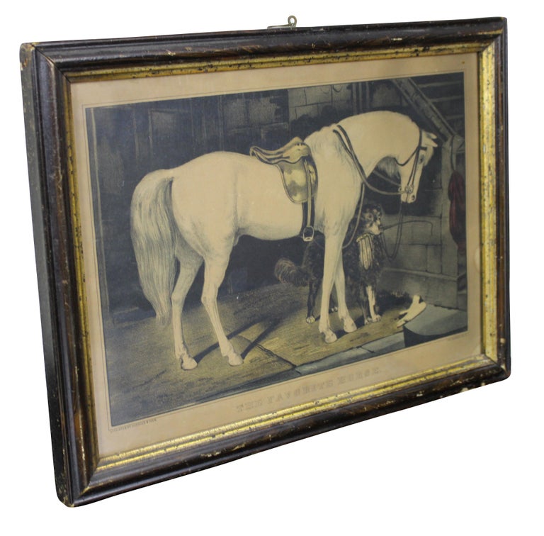 Antique Currier and Ives Lithograph Print "The Favorite Horse ...