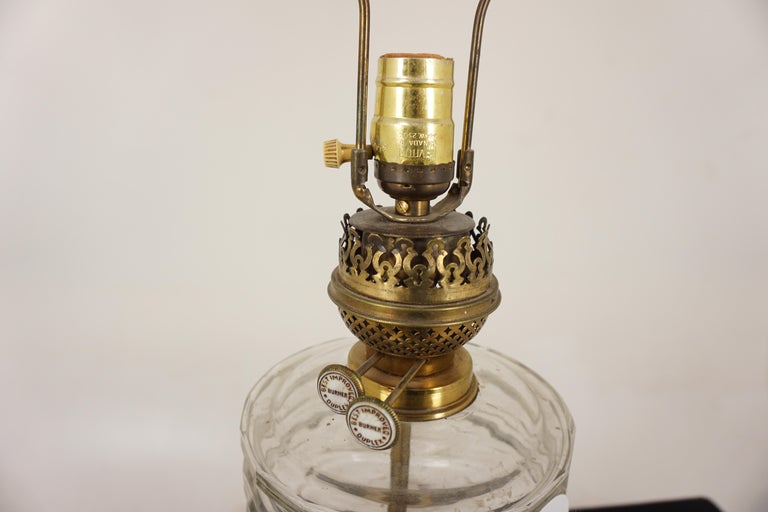 Antique Cut Glass and Brass Coal Oil Lamp and Shade, England 1900, H926 ...