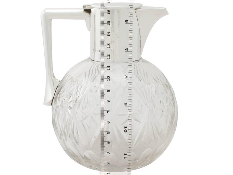 Antique Cut Glass and Sterling Silver Mounted Claret Jug For Sale at ...
