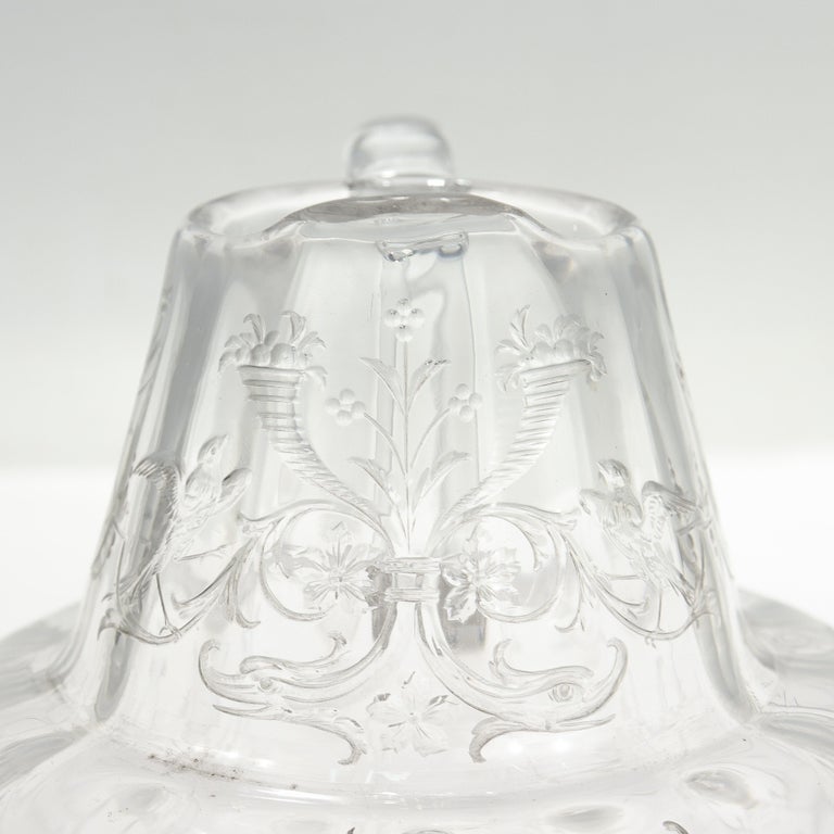 Antique Cut Glass Pitcher with Birds and Phoenix Attributed to Stevens ...